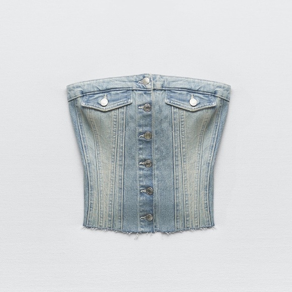 Zara | Tops | Zara Denim Corset Top | Poshmark